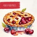 Cherry Pie Clipart Bundle, Watercolor Fall Graphics, Autumn Desserts ...
