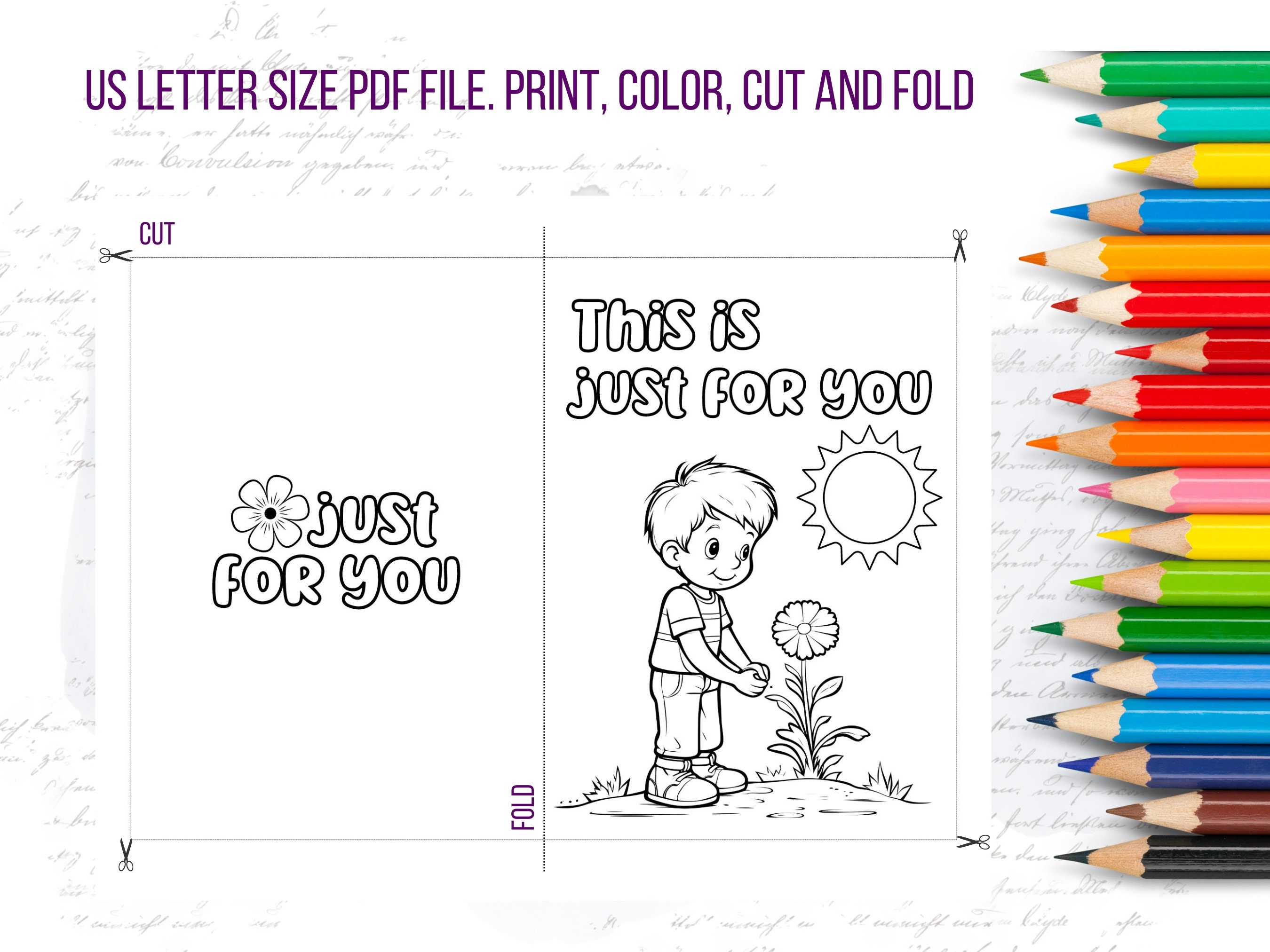 Printable Coloring Birthday Card, Digital Coloring Fun for Kids, DIY ...