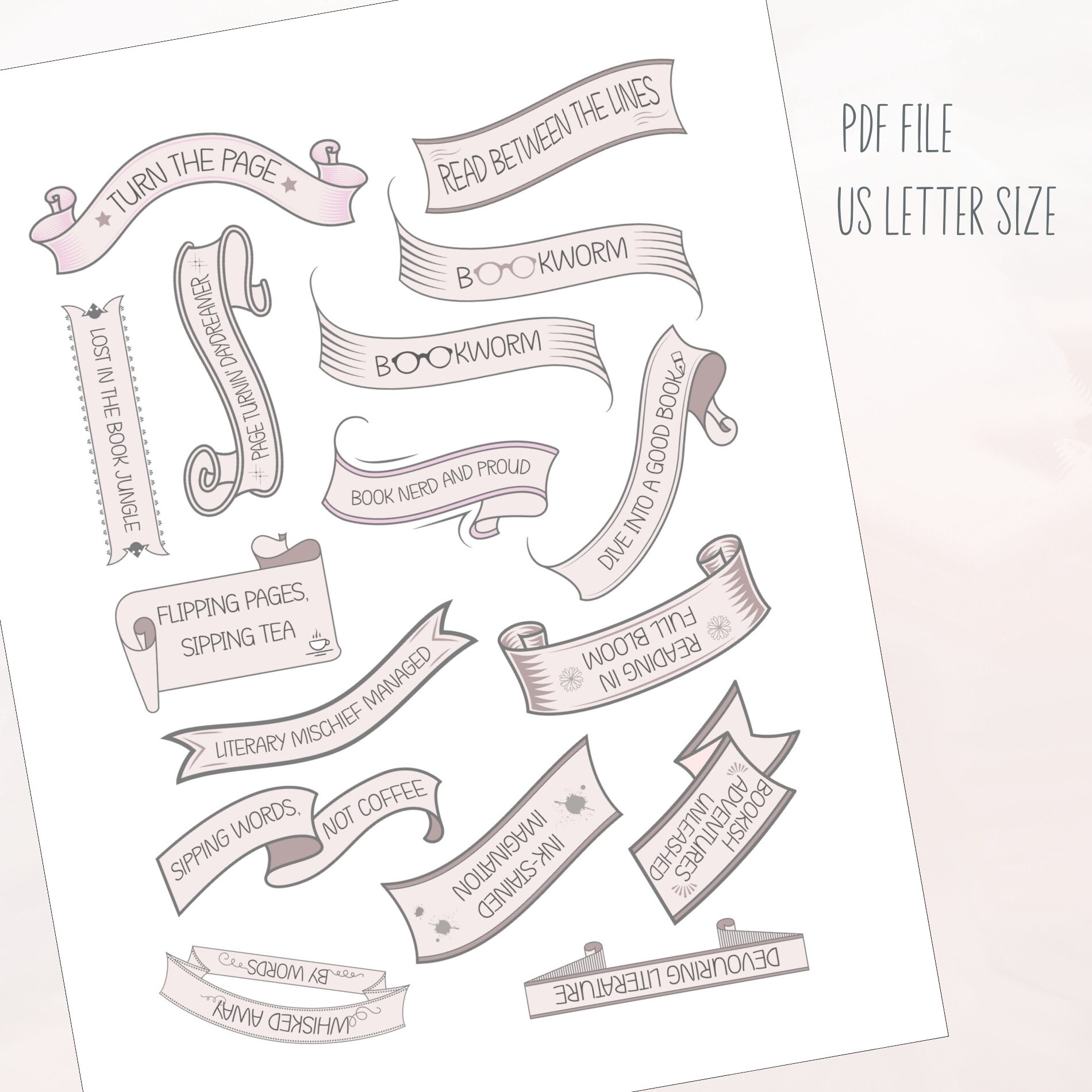 Bookish Banner PNG Stickers, Digital Reading Planner Quotes, Books ...