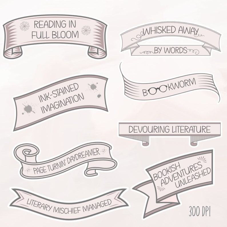 Bookish Banner PNG Stickers, Digital Reading Planner Quotes, Books ...