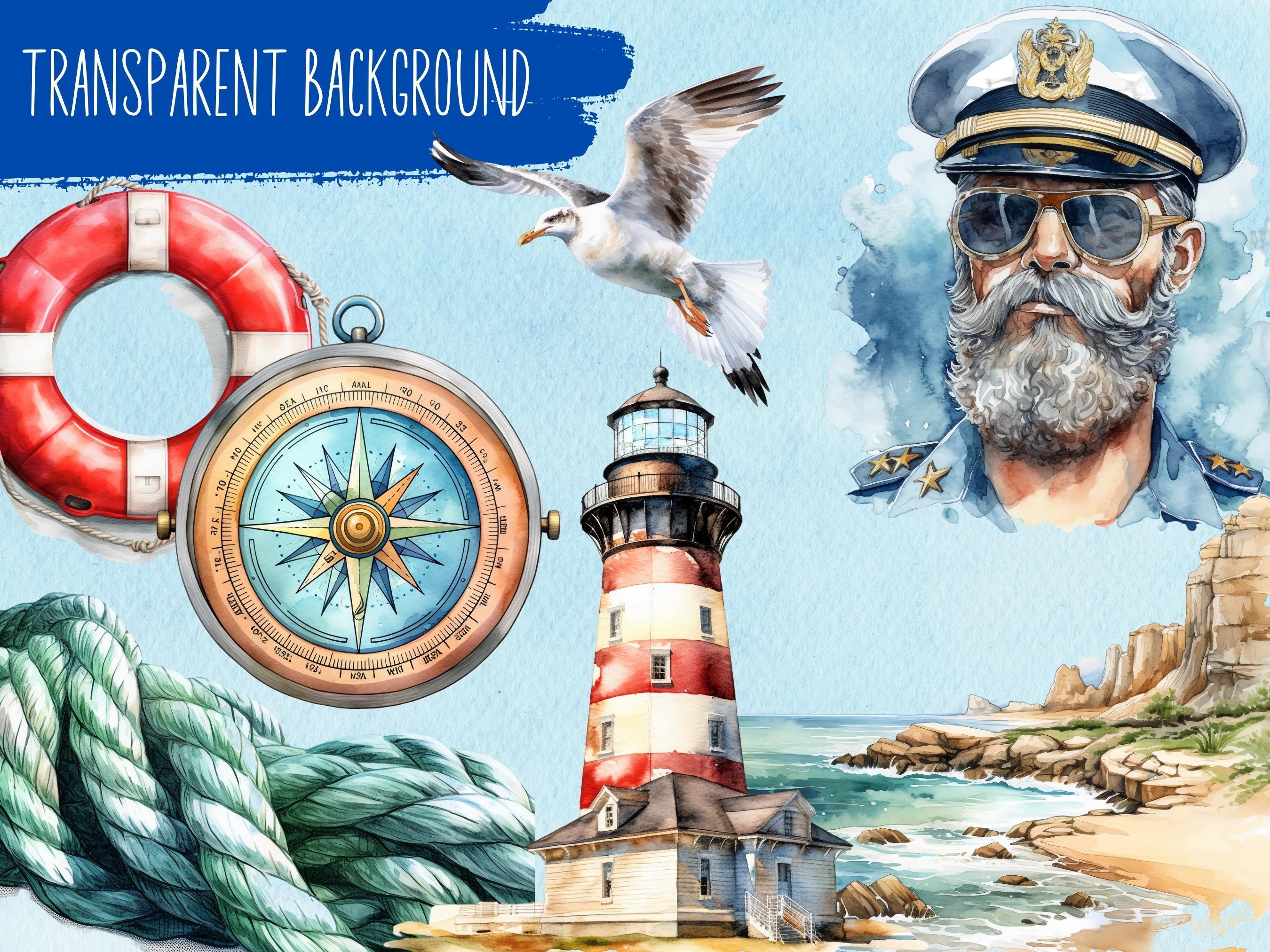 Summer Vacation Clipart Bundle, Sailing Clip Art, Marine Holiday Trip ...