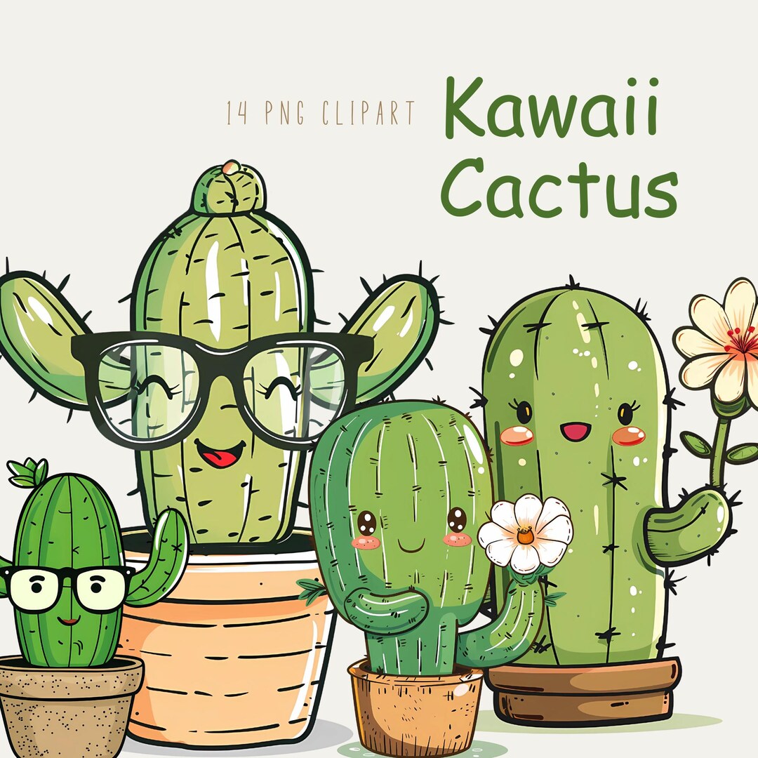 Kawaii Cactus Clipart, Succulent PNG, Cute Desert Plant Clips, Potted ...