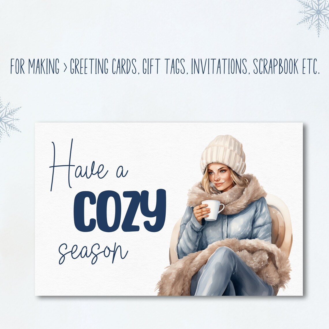 Winter Girl Clipart Bundle, Watercolor Cozy Holiday Png, Xmas Sweater ...