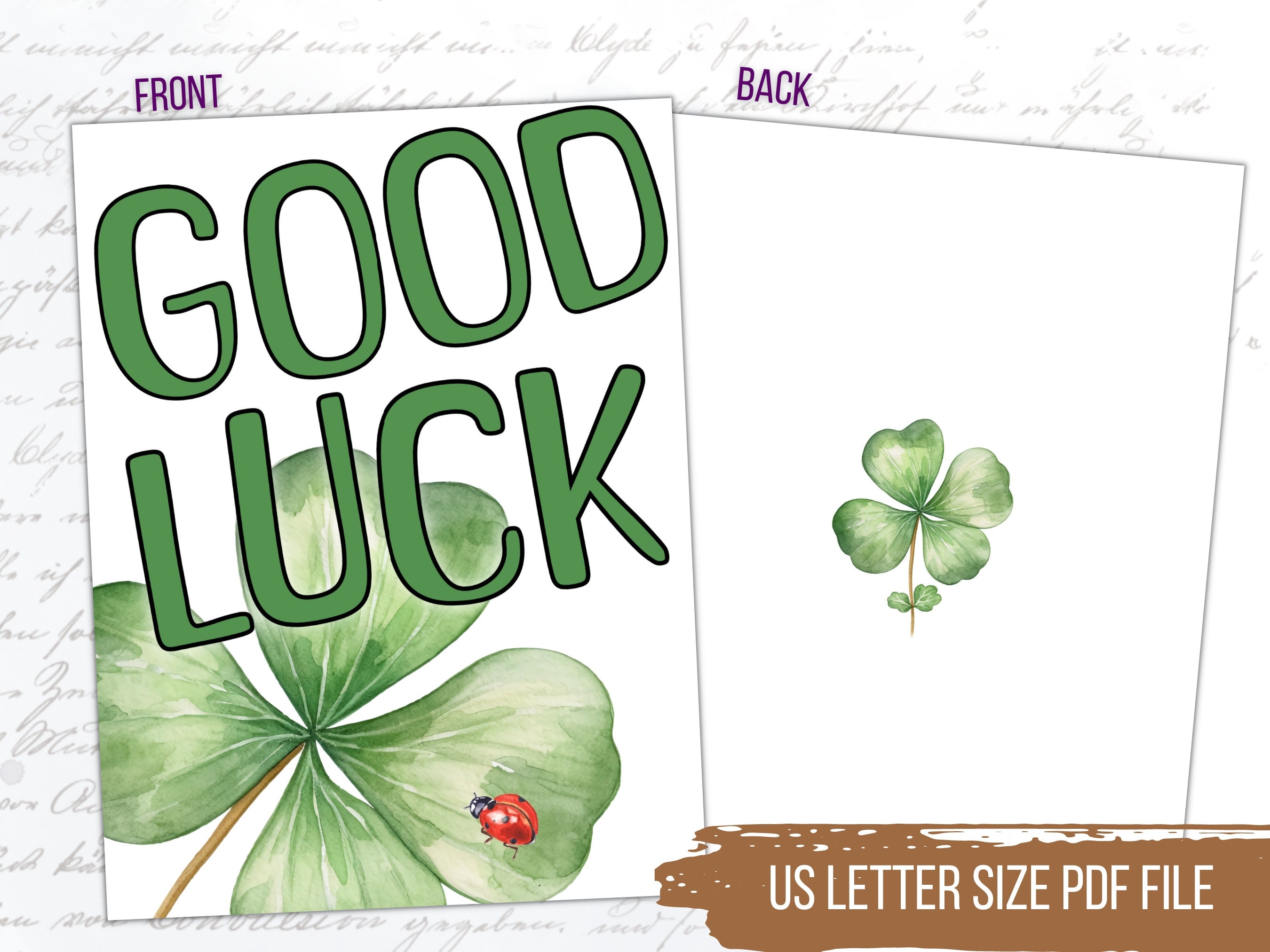 Printable Good Luck Card Good Luck Gifts Lucky Charm Card - Etsy