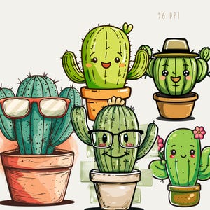 Kawaii Cactus Clipart, Succulent PNG, Cute Desert Plant Clips, Potted ...