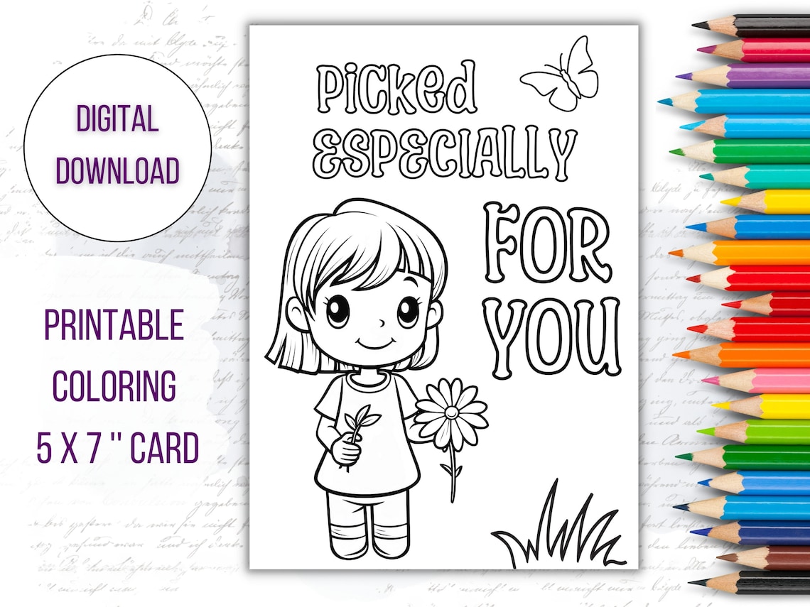 Printable Coloring Birthday Card, Digital Coloring Fun for Kids, DIY ...