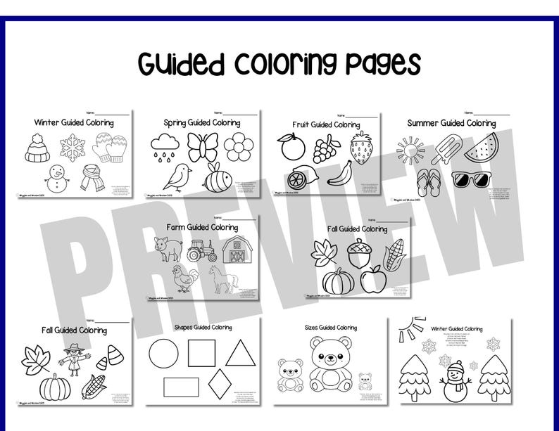 Guided Coloring Pages | Preschool Printables for Seasons, Shapes & More ...