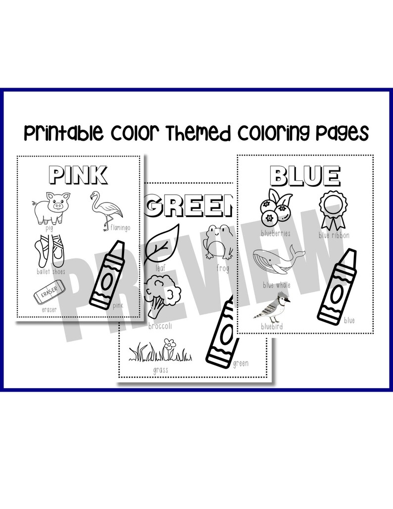 Preschool Color-themed Coloring Pages | Learn Colors Activity ...