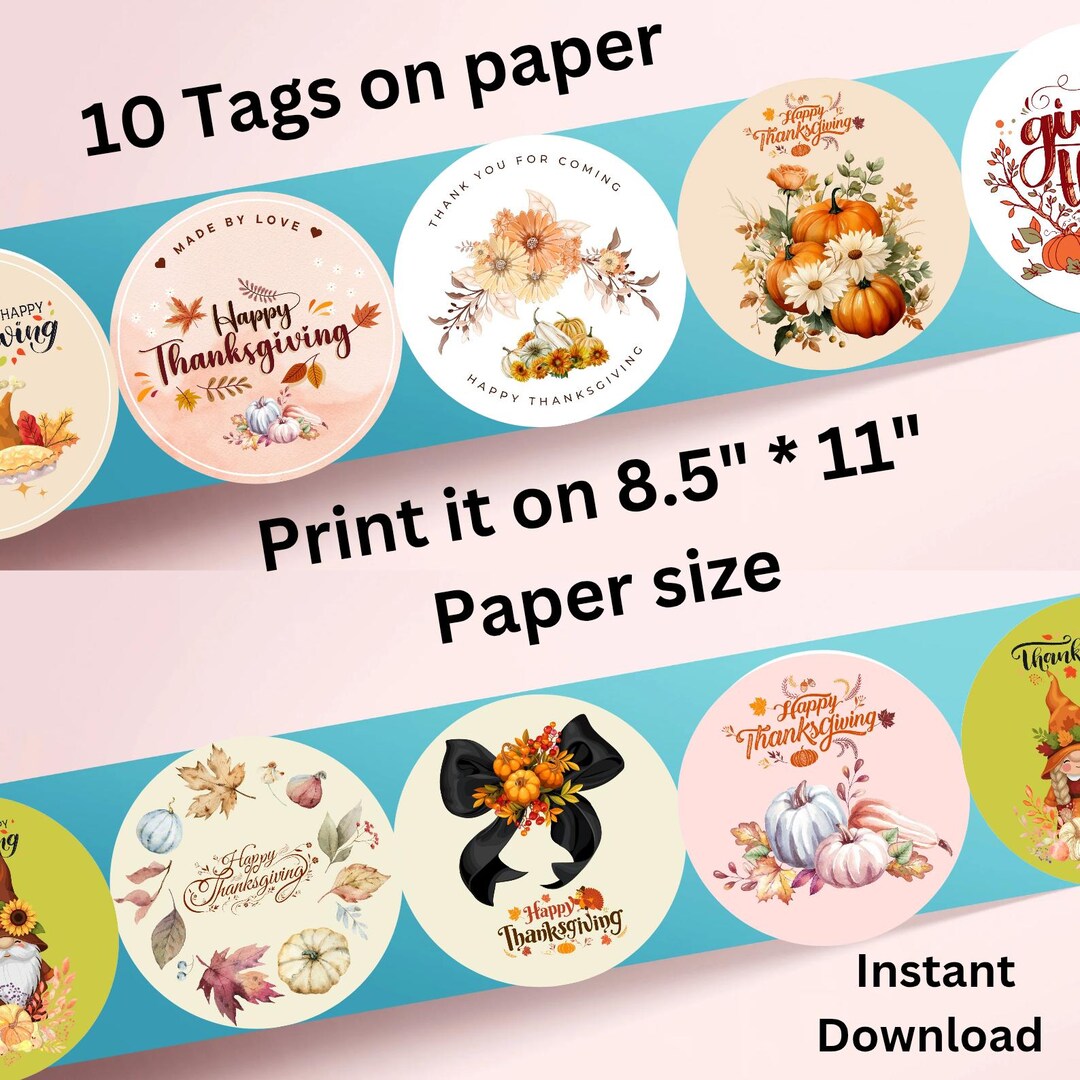 Thanksgiving Gift Tags Printable | Fall Harvest Tags | 2 Inch Circle ...