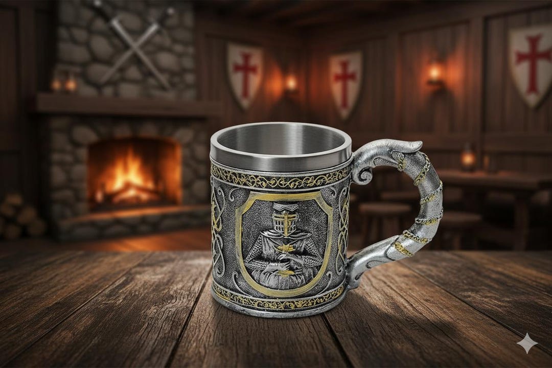 Knights Templar Beer Stein: Medieval Stainless Steel & Resin Mug - Etsy