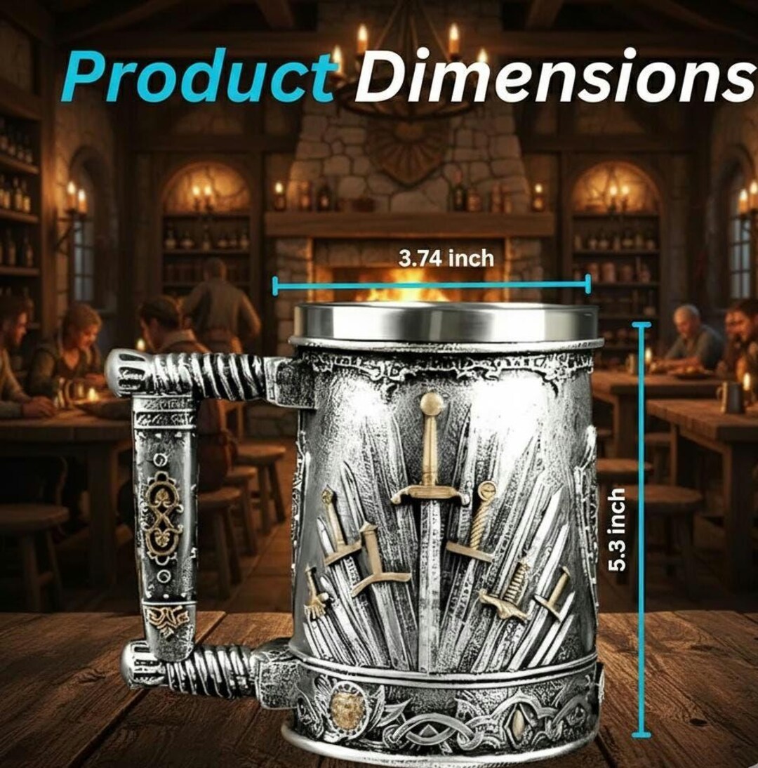 Medieval Swords Mug: Resin & Stainless Steel Fantasy Beer Stein - Etsy