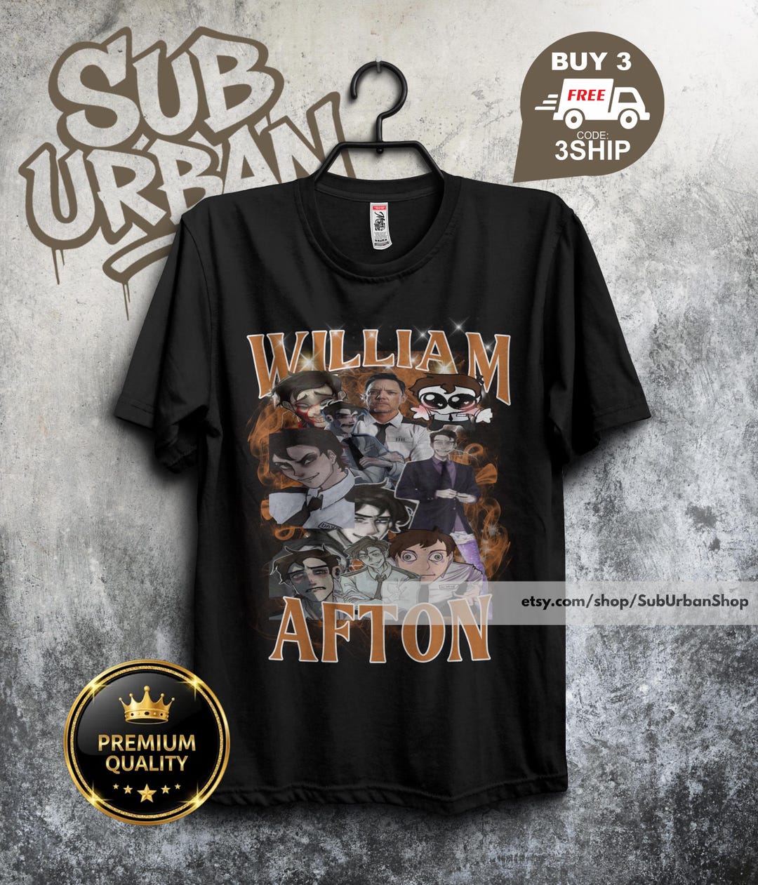 Five Nights at Freddy's Horror Shirt William for Man,freddy Fazbear Tee ...