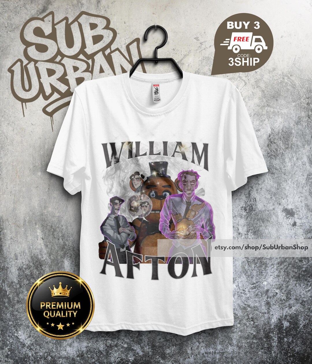 Five Nights at Freddy's Horror Shirt William for Man,freddy Fazbear Tee ...