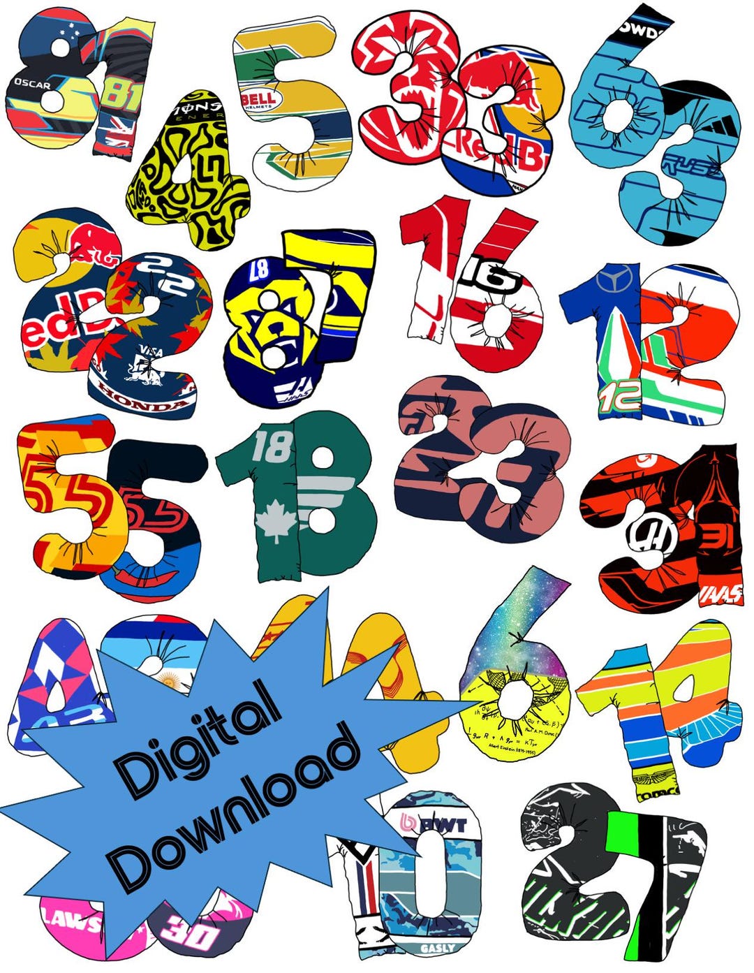 F1 2025 Driver Numbers Poster - Digital Print Download - Etsy Australia