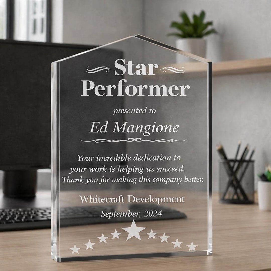 Personalized Acrylic Award – Star Point - Self-standing Recognition ...