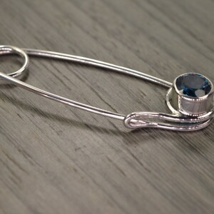 Something Blue Safety Pin Silver Gold Brooch, London Blue Topaz Reese ...