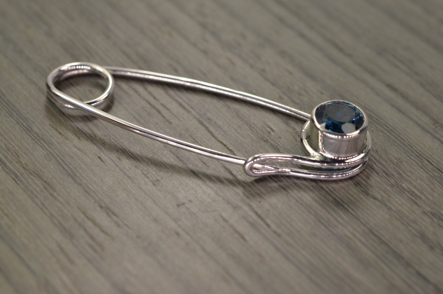 Something Blue Safety Pin Silver Gold Brooch London Blue - Etsy