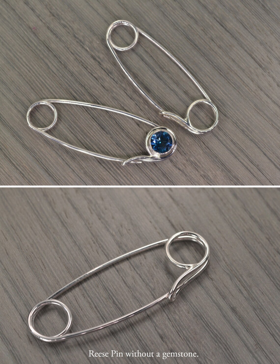 Something Blue Safety Pin Silver Gold Brooch London Blue - Etsy