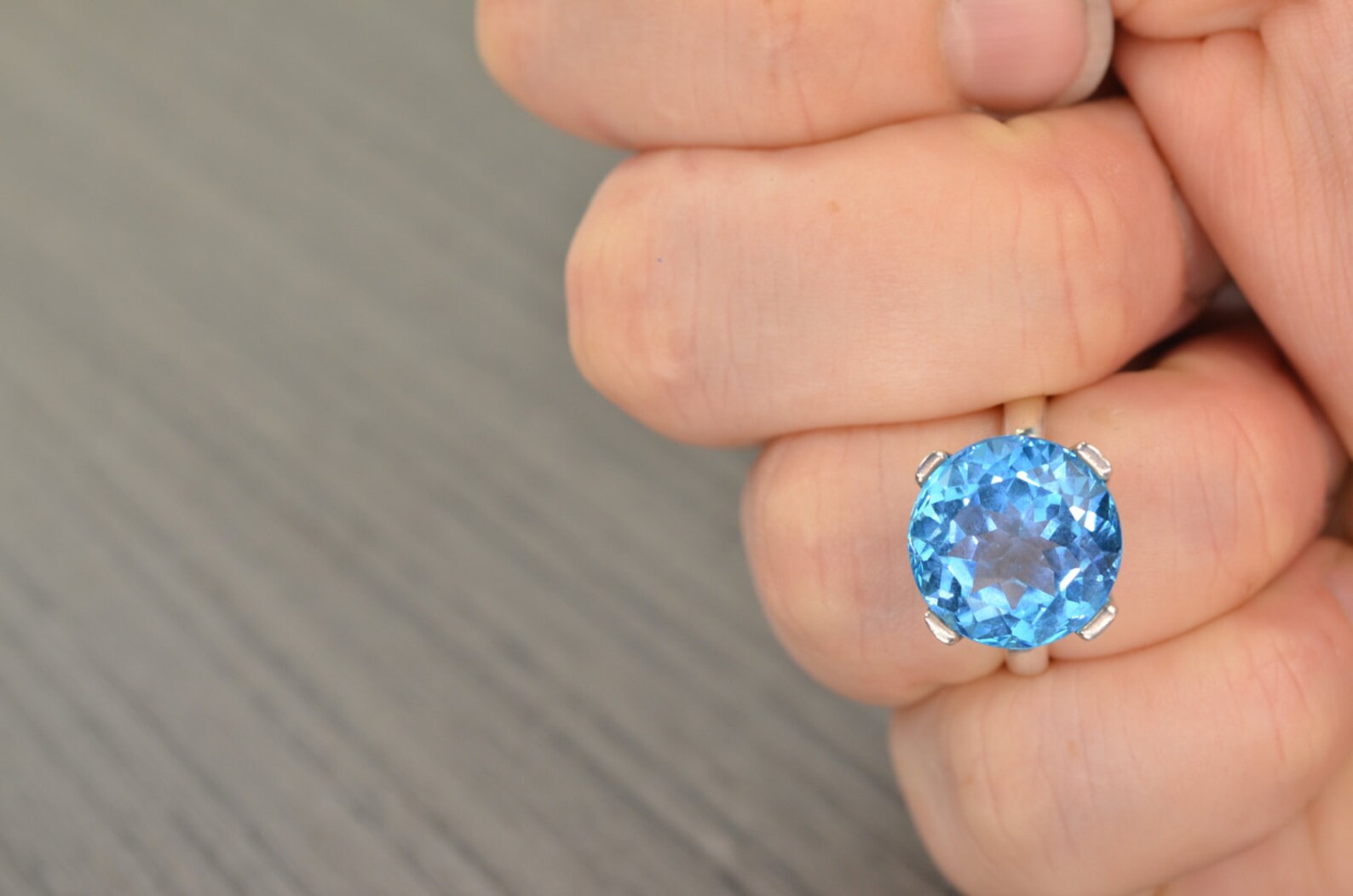 Prince Ring Swiss Blue Topaz 13ct Cocktail Ring - Etsy