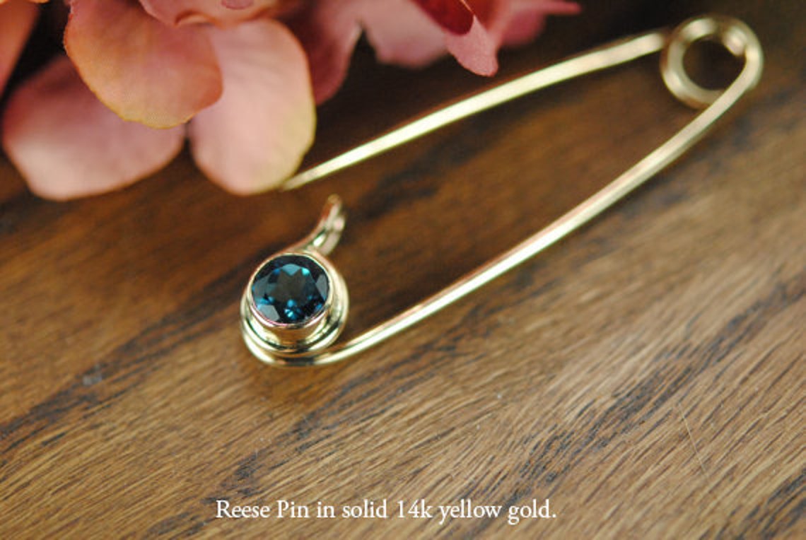 Something Blue Safety Pin Silver Gold Brooch London Blue - Etsy