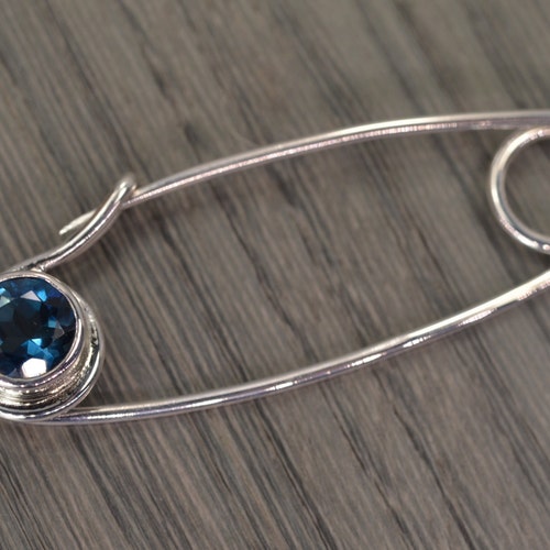 Something Blue Safety Pin Silver Gold Brooch London Blue - Etsy