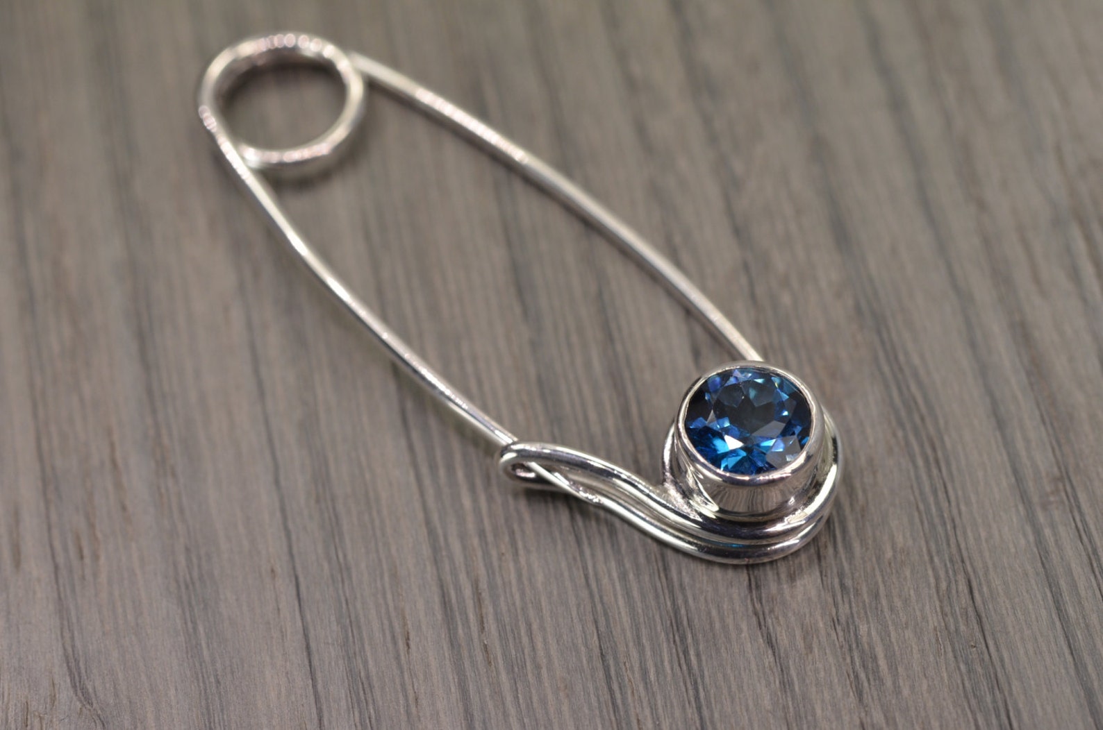 Something Blue Safety Pin Silver Gold Brooch London Blue - Etsy