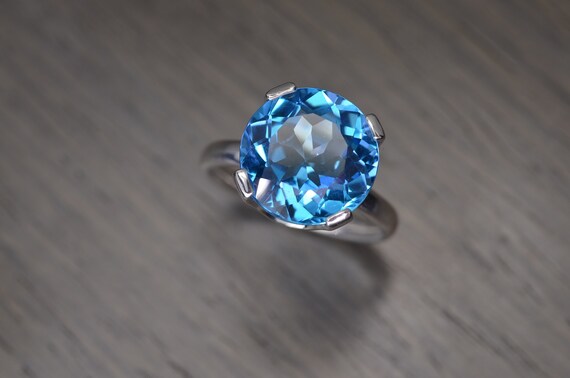 Prince Ring Swiss Blue Topaz 13ct Cocktail Ring | Etsy