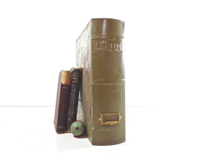 Vintage Metal File Box / Industrial Book File Cabinet / Industrial ...