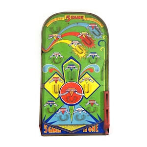 Vintage Pinball Game, 1930s Poosh-m-up Streamliner Baseball 5 in One ...