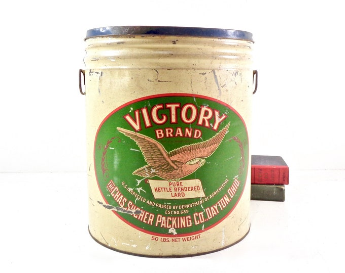 Vintage Advertising Tin, 1940s Victory Lard Dayton Ohio Large Bulk Tin ...