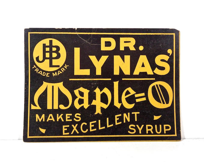 Vintage Advertising Sign, Early 1900s Dr. Lynas Maple Syrup Cardboard ...