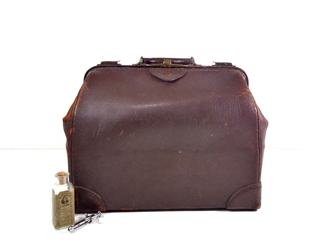 Vintage Leather Doctors Bag, Early 1900s Doctor Travel Bag Brown Large ...