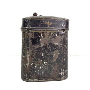 Vintage Metal Lock Box, 1800s Toleware Painted Metal Bank Lunch Box Tin ...