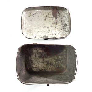 Vintage Metal Lock Box, 1800s Toleware Painted Metal Bank Lunch Box Tin ...