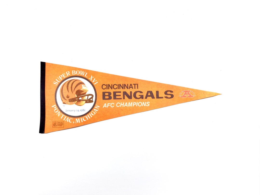 Vintage Football Team Felt Pennant, 1982 Cincinnati Bengals NFL Super ...