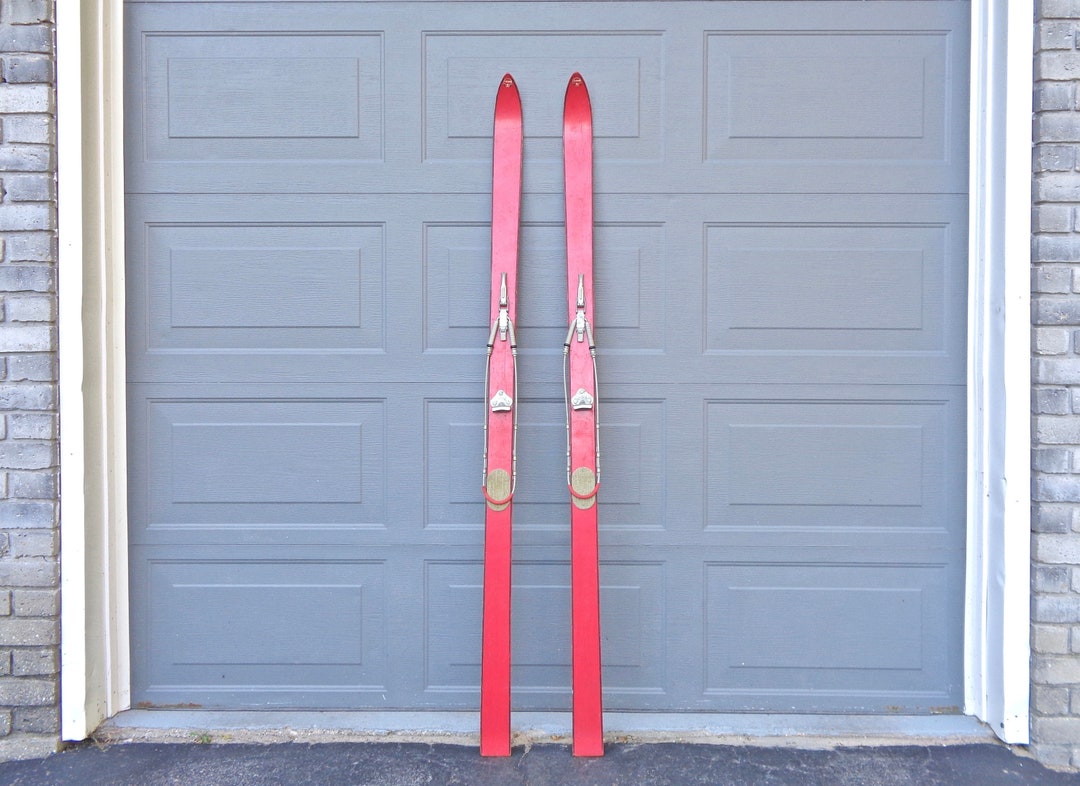 Vintage Wooden Skis, 1940s Lund Wood Downhill Snow Skis Set Pair Red ...
