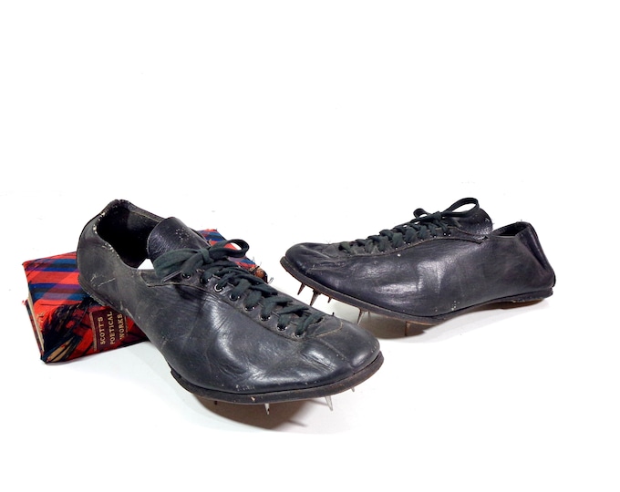 Vintage Leather Spiked Track Shoes, 1930s Track & Field Sprinters ...