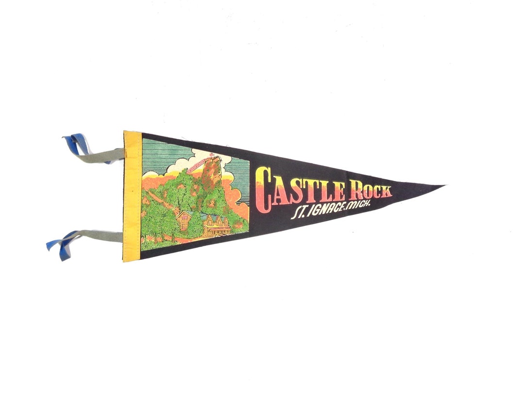 Vintage Souvenir Felt Pennant, 1960s Castle Rock St. Ignace Michigan ...