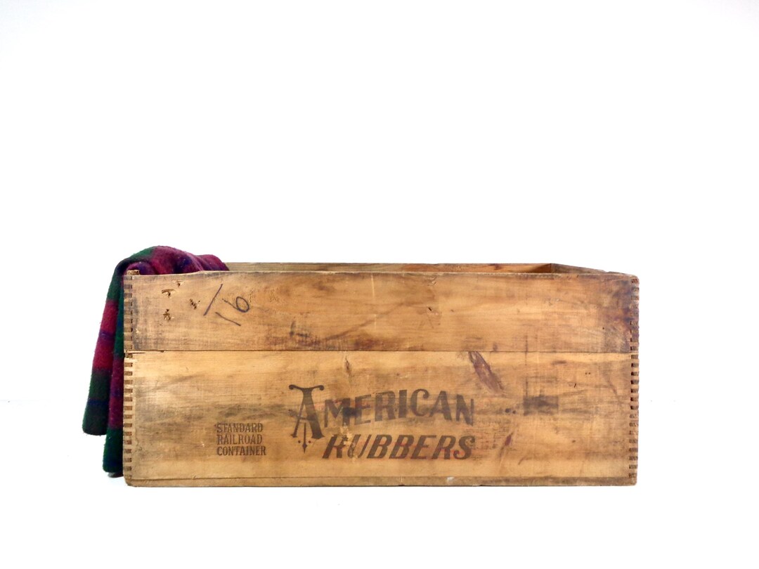 Vintage American Rubbers Advertising Wood Crate, 1800s American Rubber ...