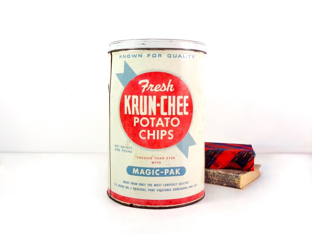 Vintage Advertising Tin, 1950s Krun-chee Potato Chip Co. Detroit ...
