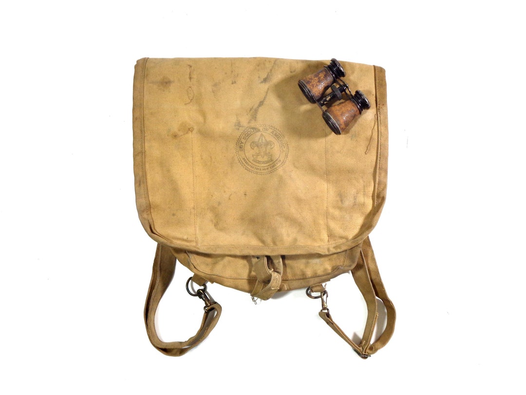 Vintage Boy Scouts Canvas Backpack Messenger Bag, Camping Gear, 1950s ...