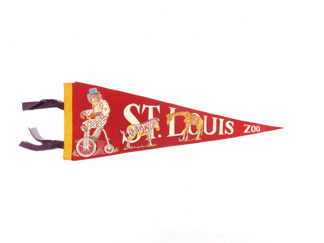 Vintage St. Louis Zoo Animals Souvenir Felt Pennant, 1950s Large Full ...