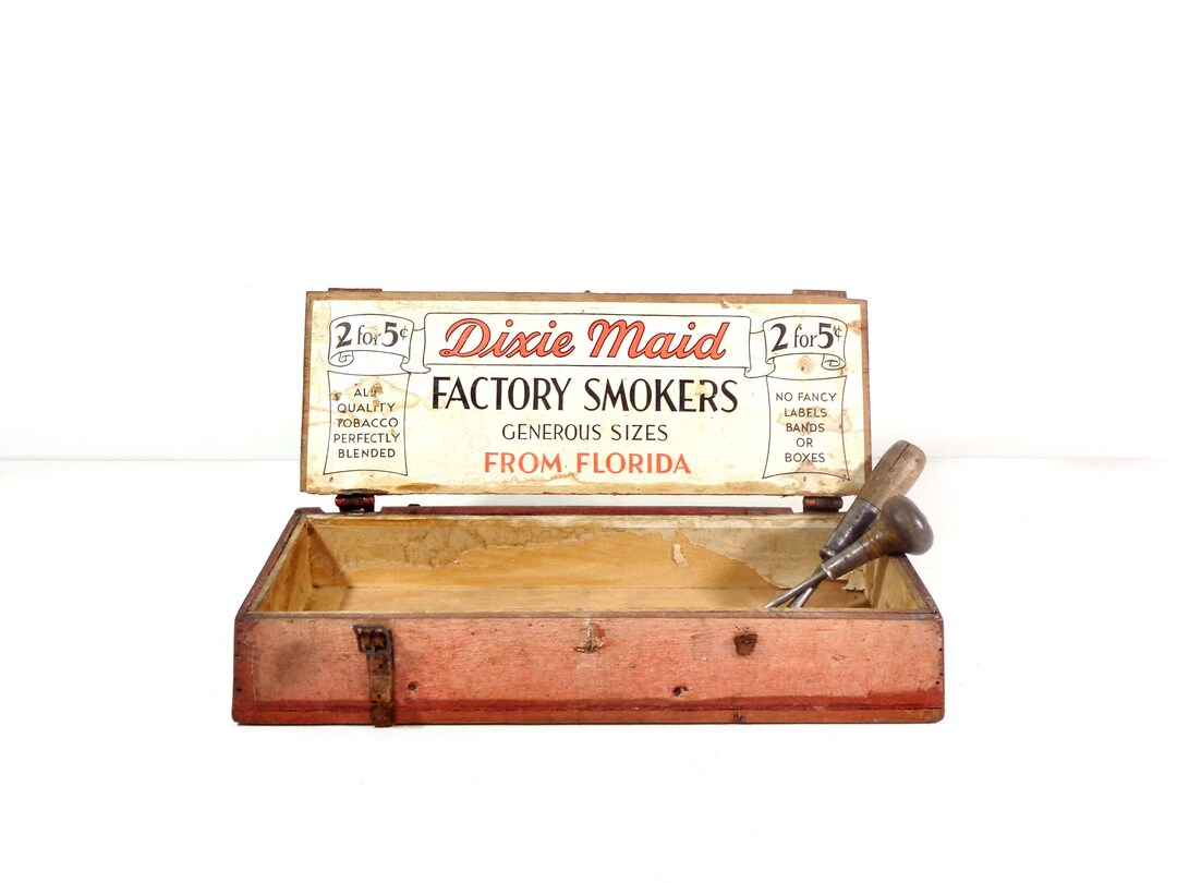 Vintage 1930s Dixie Maid Cigars Tobacco Advertising Wooden Crate Store ...