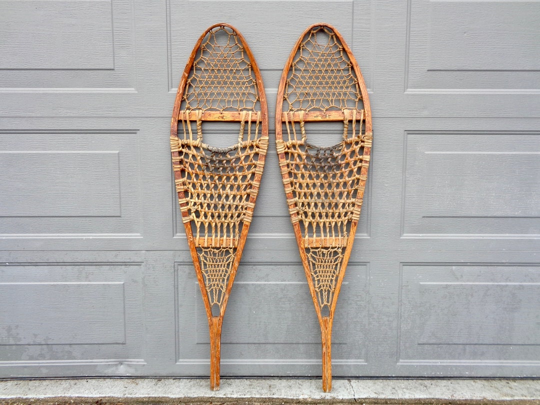 Vintage Snowshoes, 1930s Northland Wooden Rawhide Snowshoes Set Pair ...