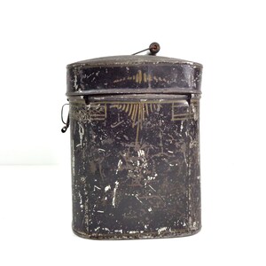 Vintage Metal Lock Box, 1800s Toleware Painted Metal Bank Lunch Box Tin ...