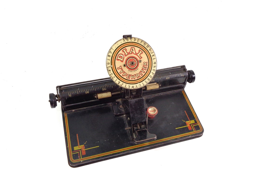 Vintage Toy Typewriter, 1920s Louis Marx Dial Typewriter Tin Litho ...