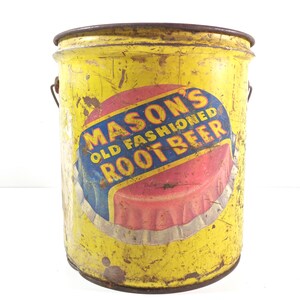 Vintage Advertising Bucket, 1950s Mason's Root Beer Large Bulk Metal ...