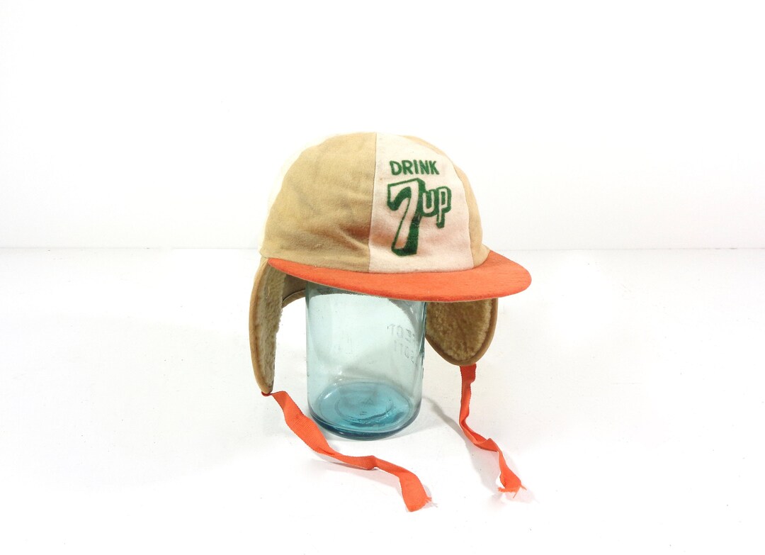 Vintage Hat, 1950s 7UP Advertising Children's Fleece Trapper Hat Cap ...