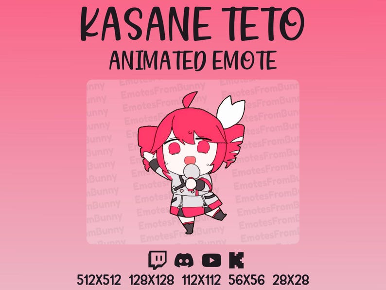 Kasane Teto Animated Emote | Twitch, Discord, Youtube, Kick | Funny ...