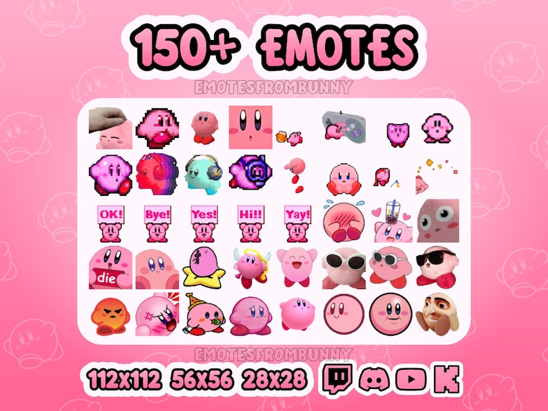 Kirby Emotes Collection | Animated Emoji | Twitch, Discord, Youtube ...